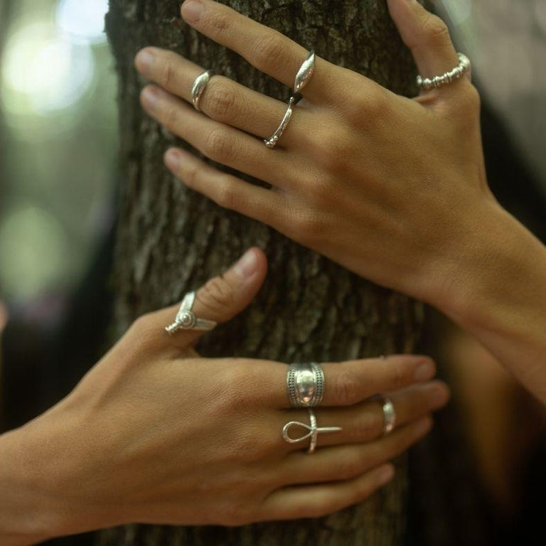 Silver Ankh Ring – 925 Sterling Silver | Womb of Life Ring – NOIR KĀLA